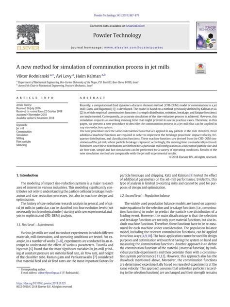 a new method for simulation of comminution process in jet mills pdf computational fluid
