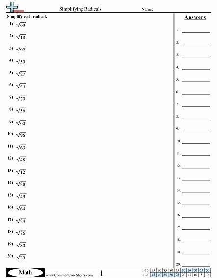 50 Simplify Square Root Worksheet