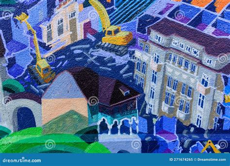 Evolution Of The City Graffiti Art Graffiti Drawing Of Excavator And