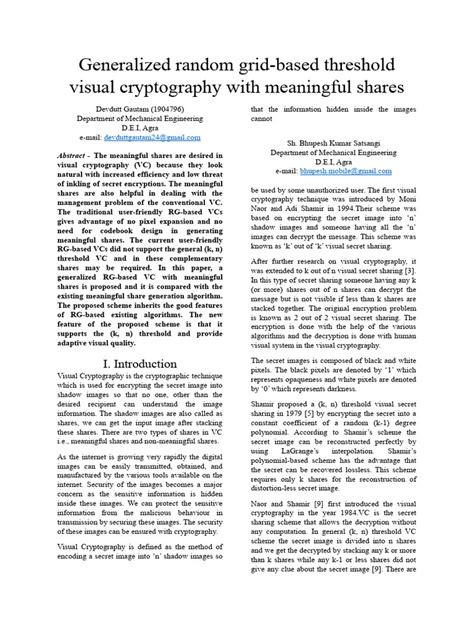 generalized random grid based threshold visual cryptography with meaningful shares pdf