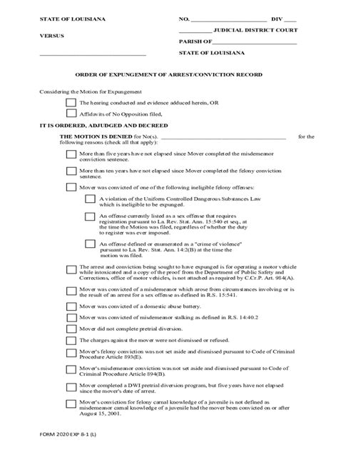 Fillable Online Order Of Expungement Of Arrest Conviction Record Fax