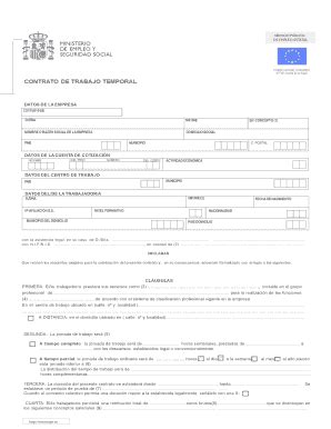 Fillable Online Sepe Contrato De Trabajo Temporal Servicio P Blico De
