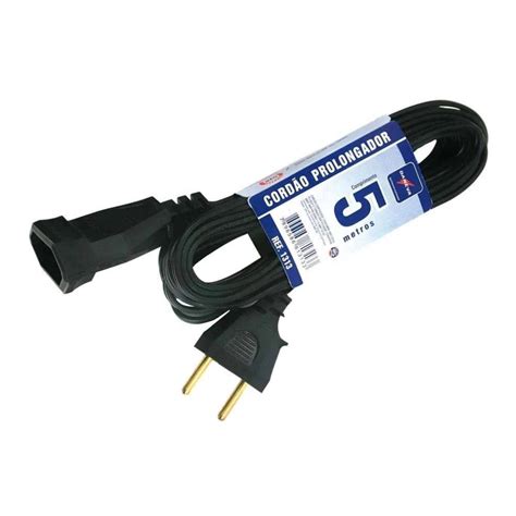 CORDAO PROLONGADOR PL 2X0 75MM 5M PRETO 2P 10A DANEVA