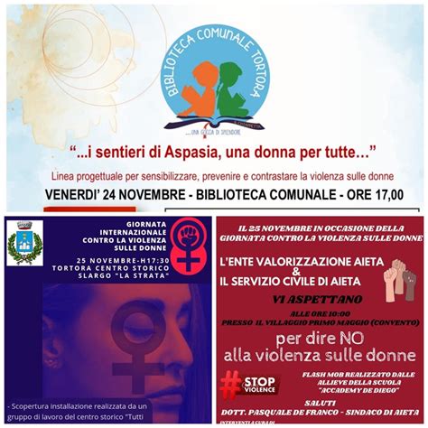 No alla violenza sulle donne Venerdì 24 e Sabato 25 Novembre tre