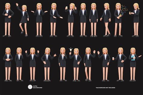 Personajes D De Mujer De Negocios Archivo Psd Premium