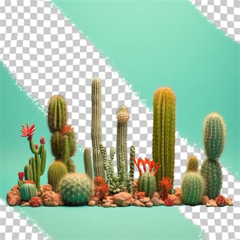 Premium PSD Cluster Of Garden Cacti