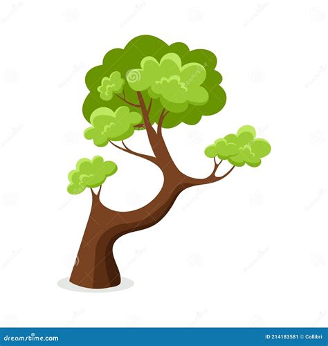 Dibujo Animado árbol Verde Aislado Sobre Fondo Blanco Ilustración del