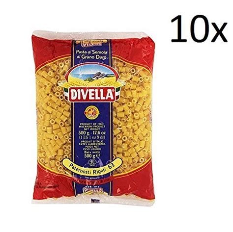 10x Pasta Divella 100 Italienisch N 63 Paternosti Rigati 500 G