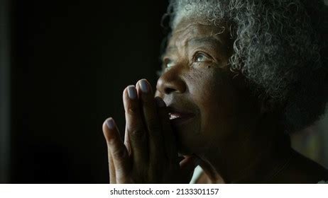 Senior African Woman Praying God Meditation Stock Photo 2133301157
