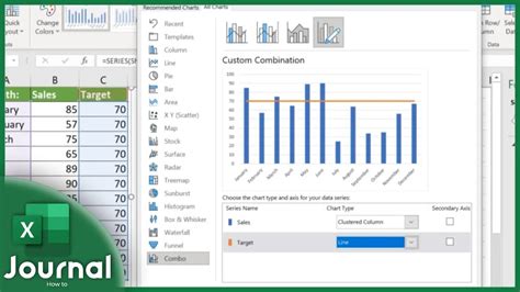 how to add a target line in an excel graph youtube
