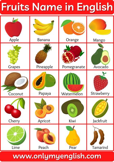 50 Fruits Name In English With Pictures U00bb Onlymyenglish