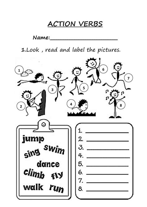 Actividad Interactiva De Action Verbs Para Primero Primaria Puedes