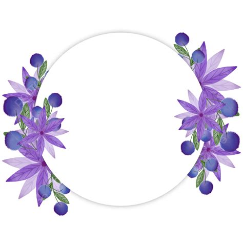 Moldura De Círculo Lindo Enfeite De Flor Roxa PNG Flor Molduras