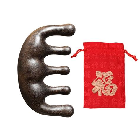 欣月 孙俪同款檀香木按摩梳 经络头部按摩梳子 头部颈部穴位按摩神器 圆头梳 赠洪福收纳袋 Weee
