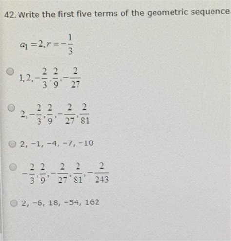 Solved Write The First Five Terms Of The Geometric Chegg