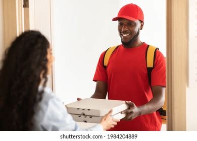 Door Delivery Back View Female Consumer Stock Photo 2003742002