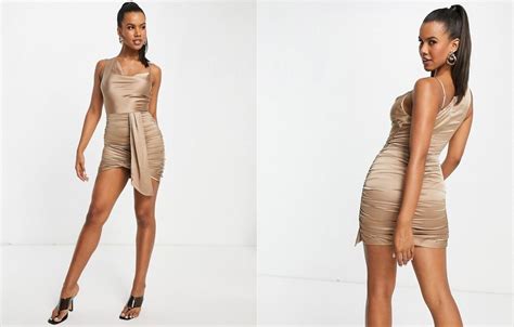 Lavish Alice Złota satynowa sukienka mini 36 13372361507 oficjalne