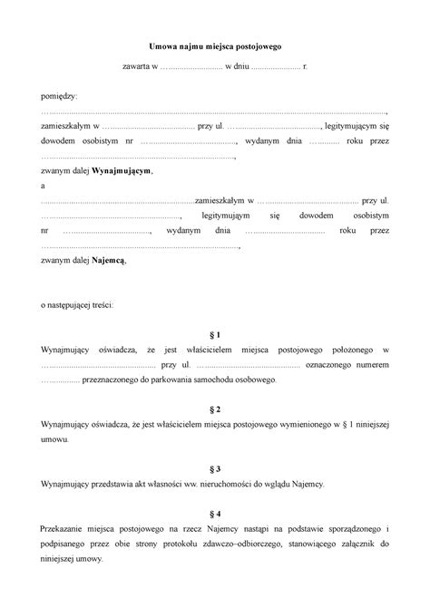 36 Pomoc Umowa Najmu Miejsca Postojowego Zawarta W