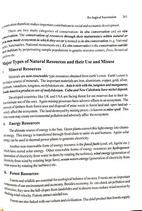 Solution Major Types Of Natural Resources And Their Use And Misuse