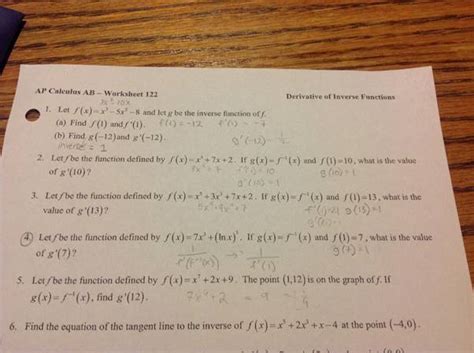 Derivatives Review Ap Calculus Bc Worksheet Derivatives