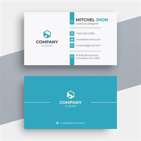 Modèle de carte de visite simple et propre Vecteur Premium