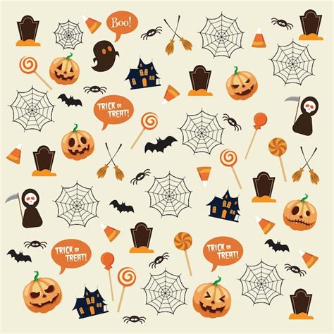 Modèle D halloween Avec Des Citrouilles Mignonnes Des Fantômes Des