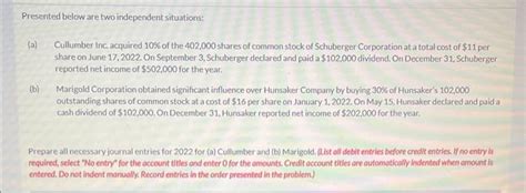 Solved Presented Below Are Two Independent Situations A Chegg