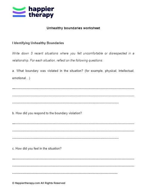 Unhealthy Boundaries Worksheet That Helps Happiertherapy