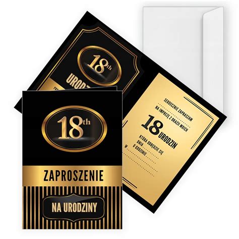 Zaproszenia na 18 Urodziny Filmowe Eleganckie plus Biała Koperta WB 37