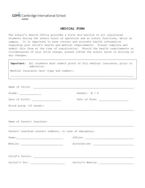 Fillable Online MEDICAL FORM GEMS Education Fax Email Print PdfFiller