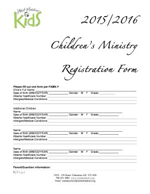Church Ministry Forms Pdf PdfFiller