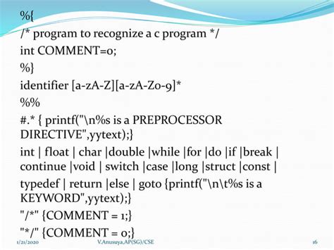 lexical analyzer generator lex ppt