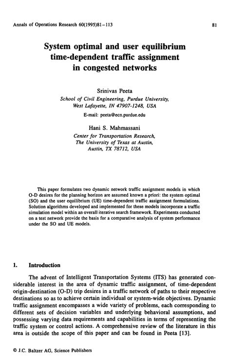 pdf system optimal and user equilibrium time dependent traffic assignment in congested networks