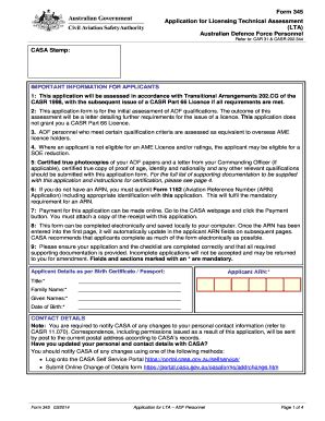 Fillable Online Casa Gov Form 345 Application For Licensing Technical