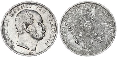 Altdeutschland Brandenburg Preussen 1 Taler Vereinstaler Thaler 1871