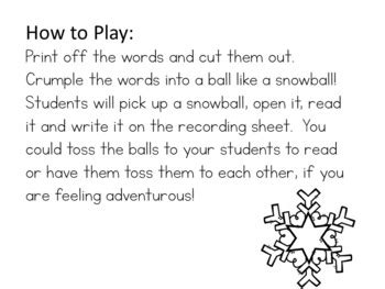 Nk Ng Digraph Snowball Winter Reading Writing Fluency Center Game Activity