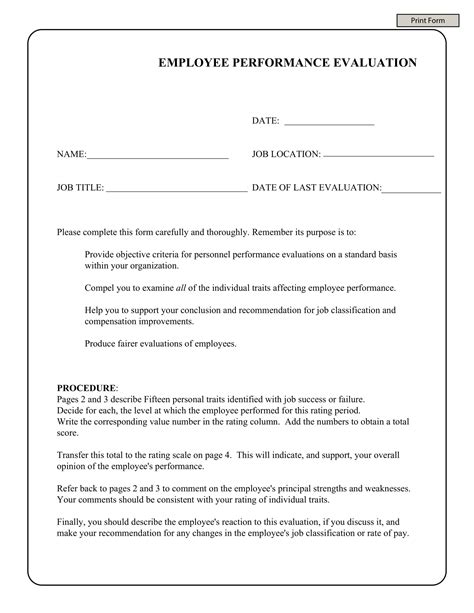 Employee Evaluation Form Examples Format How To Effectively Pdf