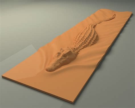 Swimming Crocodile D Stl Model For Cnc Usersalligator Cnc Etsy Canada
