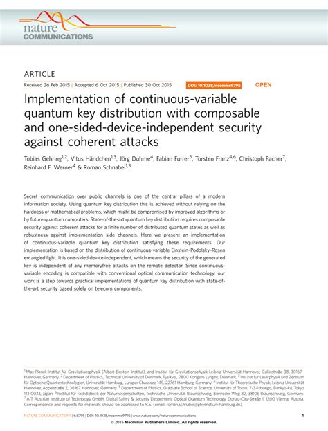 pdf implementation of continuous variable quantum key distribution with composable and one