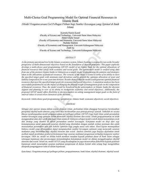 multi choice goal programming model for galley proof multi choice goal programming model for