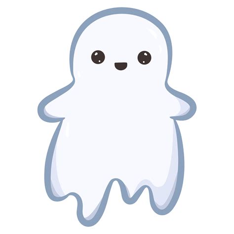 Cute Ghost In Cartoon Style Ghost With Funny Kawaii Face Png