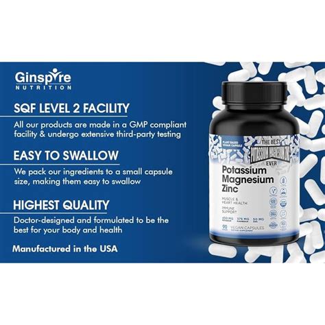 Suplementos de magnesio y potasio con zinc 90 cápsulas Magnesio