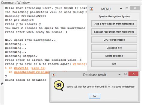 Command Prompt And Pop Up Message Box Display For The Speech