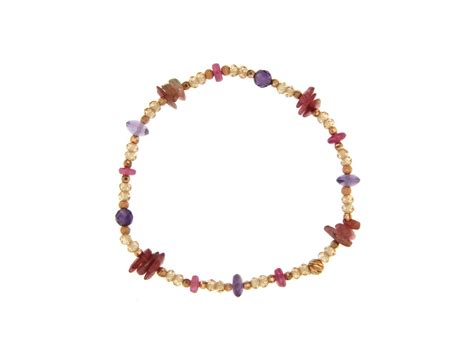 Bracciale In Zirconi Naturali Tormaline Zaffiri Rosa E Inserti In