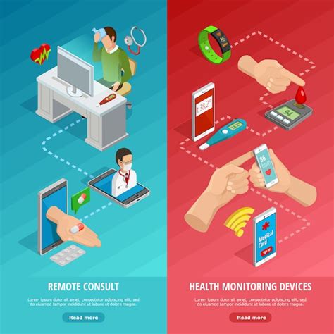 Banners verticales isométricos de salud digital Vector Gratis