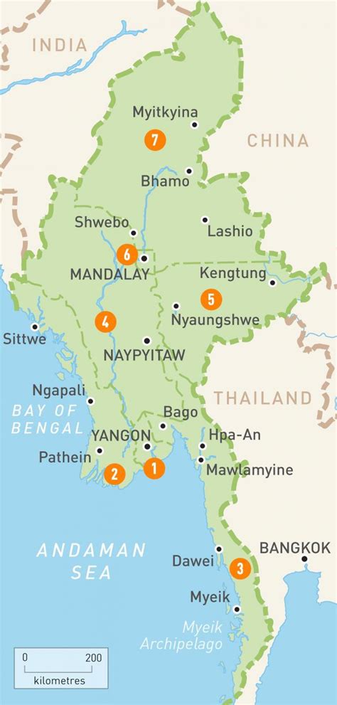 Myanmar Burma Map Of Regions And Provinces Images And Photos Finder