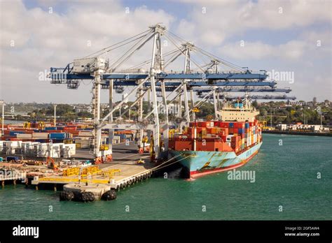 The Oluf Maersk Container Ship Owned By Maersk Lines Unloading Sea