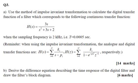 solved a use the method of impulse invariant transformation
