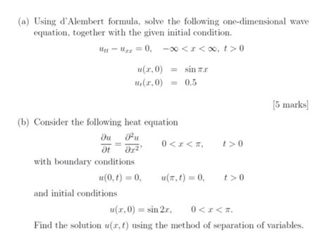 solved a using d alembert formula solve the following