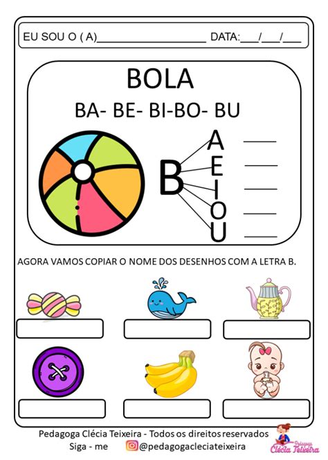 Atividades sílabas simples Alfabetização Clécia Teixeira